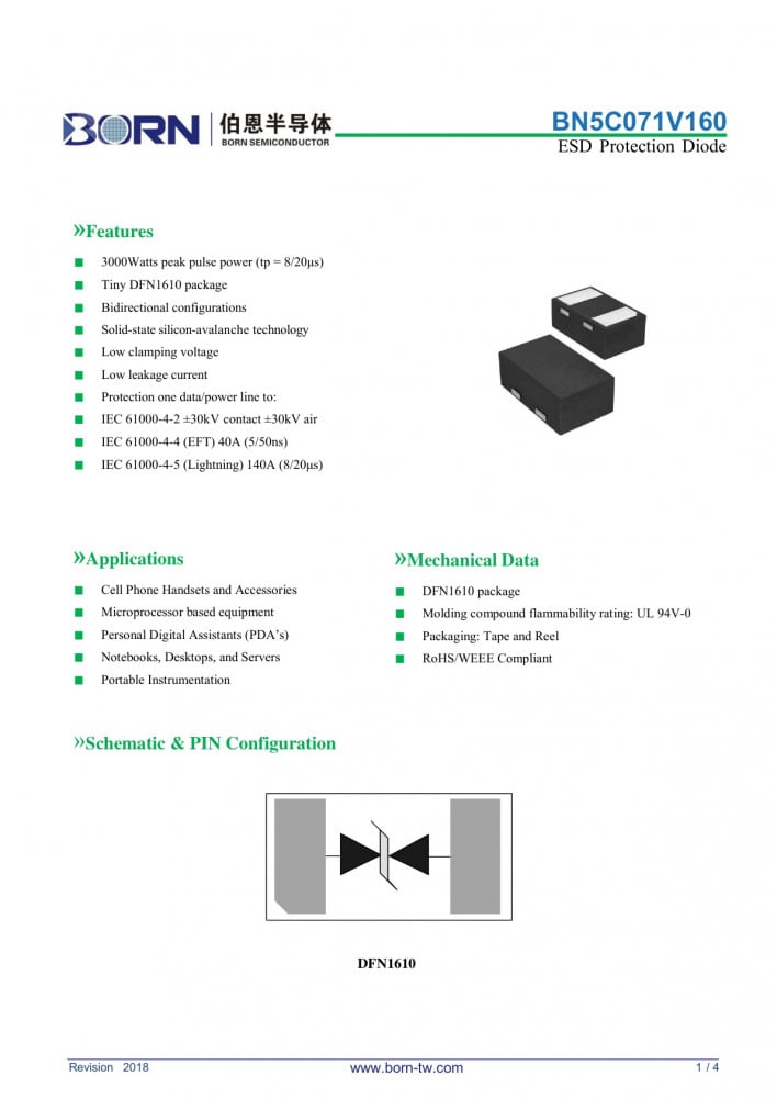 BN5C071V160 datasheet page 1
