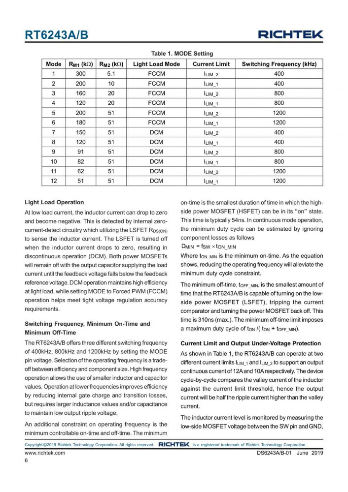 RT6243A/B datasheet preview page 6