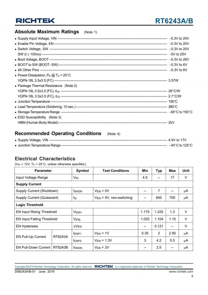 RT6243A/B datasheet preview page 9
