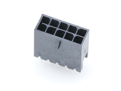 Micro-Fit+ Vertical Header, Through Hole, 3.00mm Pitch, Dual Row, 10 Circuits, 0.38µm Gold (Au) Plating, Glow-Wire Capable, Black, Tape and Reel