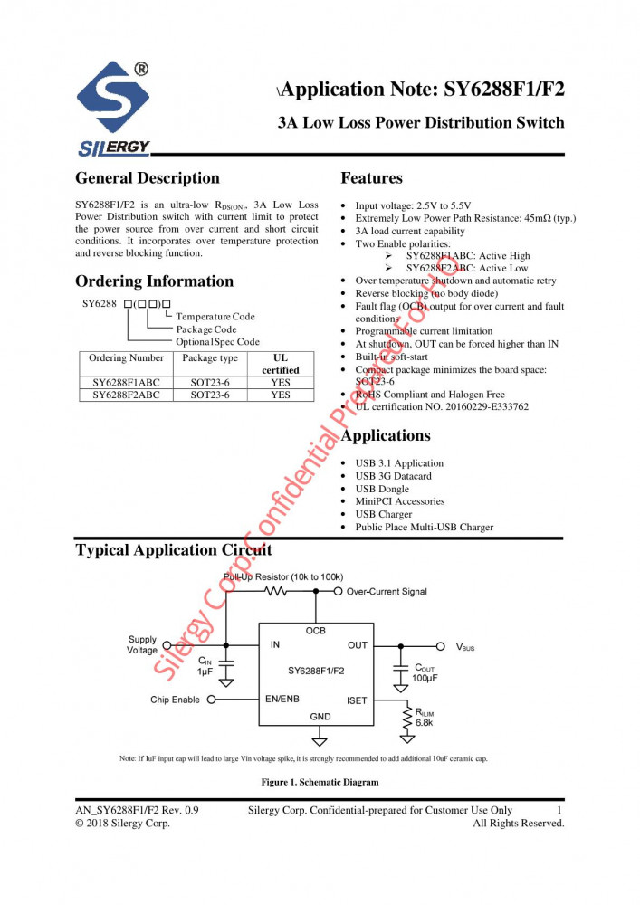 SY6288F1ABC datasheet page 1