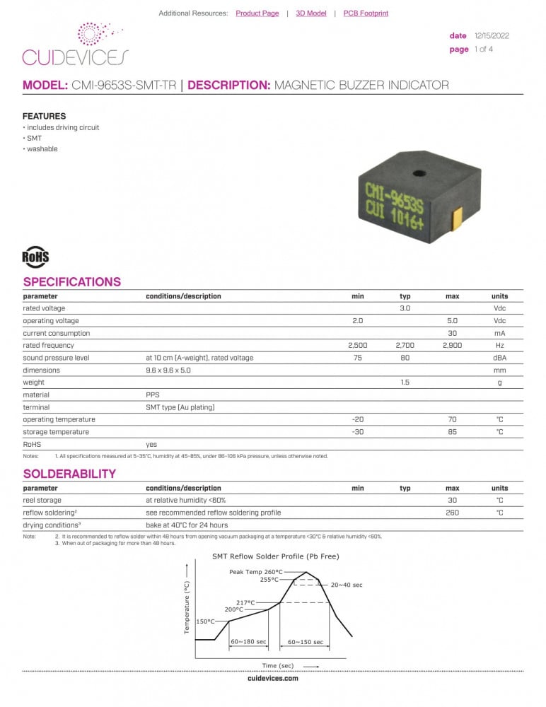 CMI-9653S-SMT-TR datasheet page 1