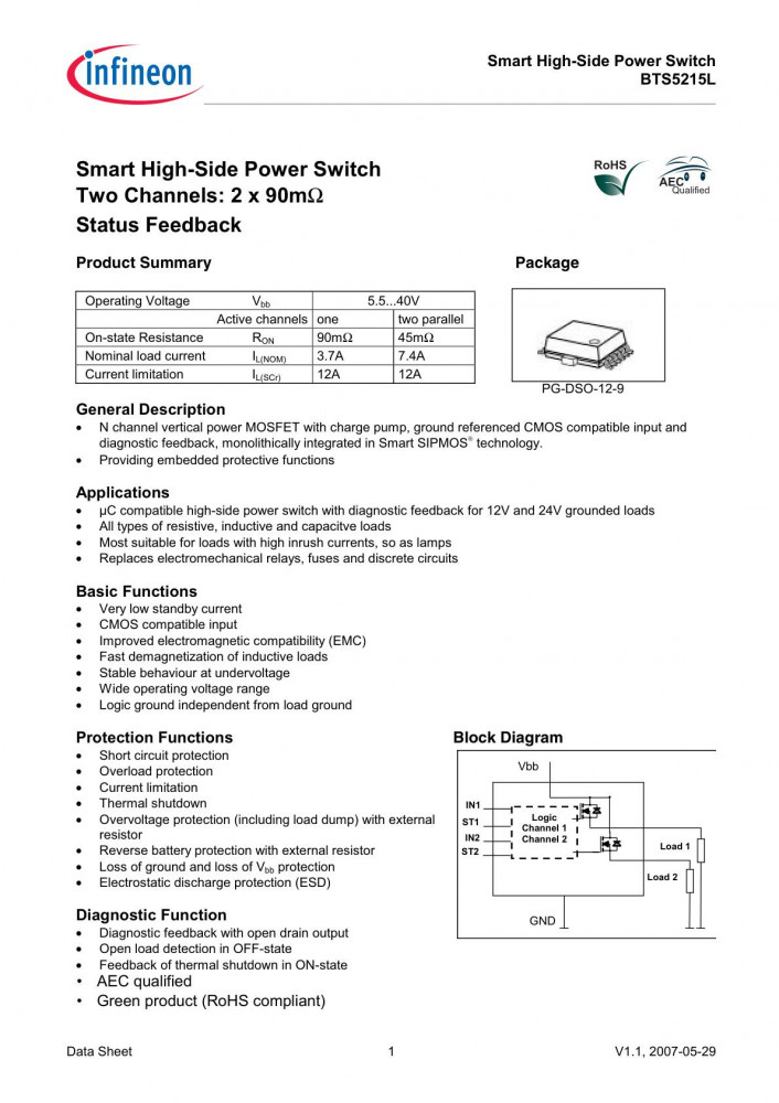BTS5215L datasheet page 1