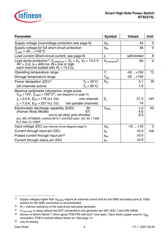 BTS5215L datasheet page 4