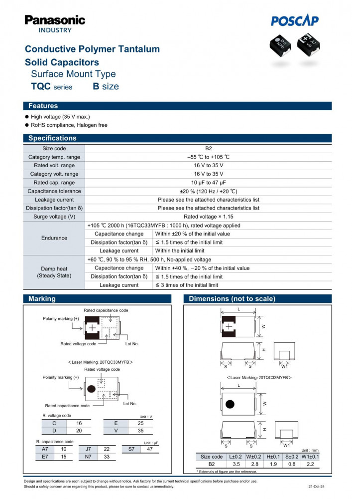 PANASONIC TQC datasheet page 1