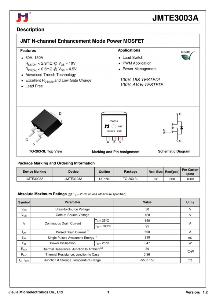 JMTE3003A datasheet page 1