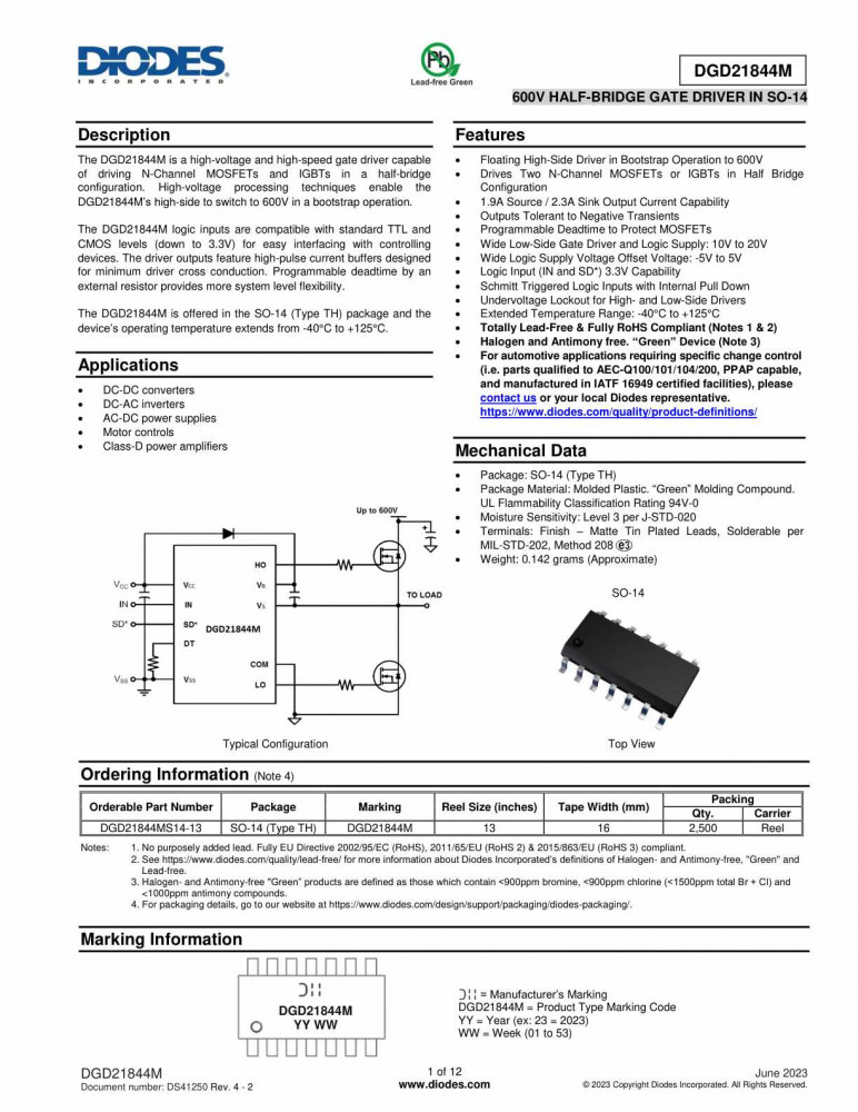 DGD21844MS14-13 datasheet page 1