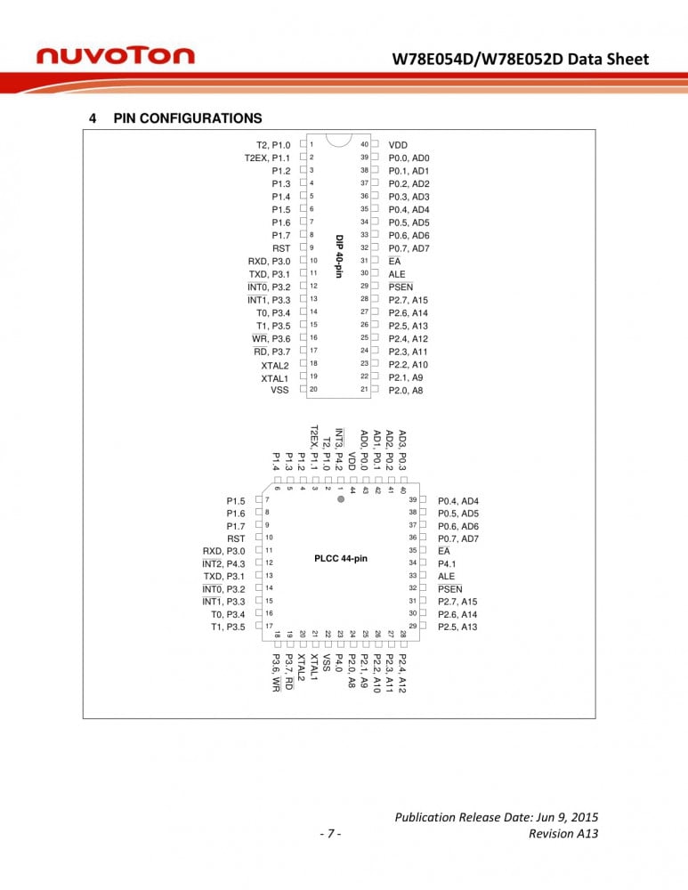 W78E054DDG datasheet page 7