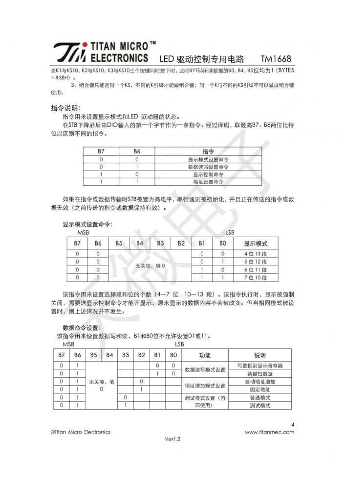 TM1668 datasheet page 4