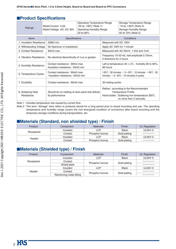 HRS DF40 datasheet page 2