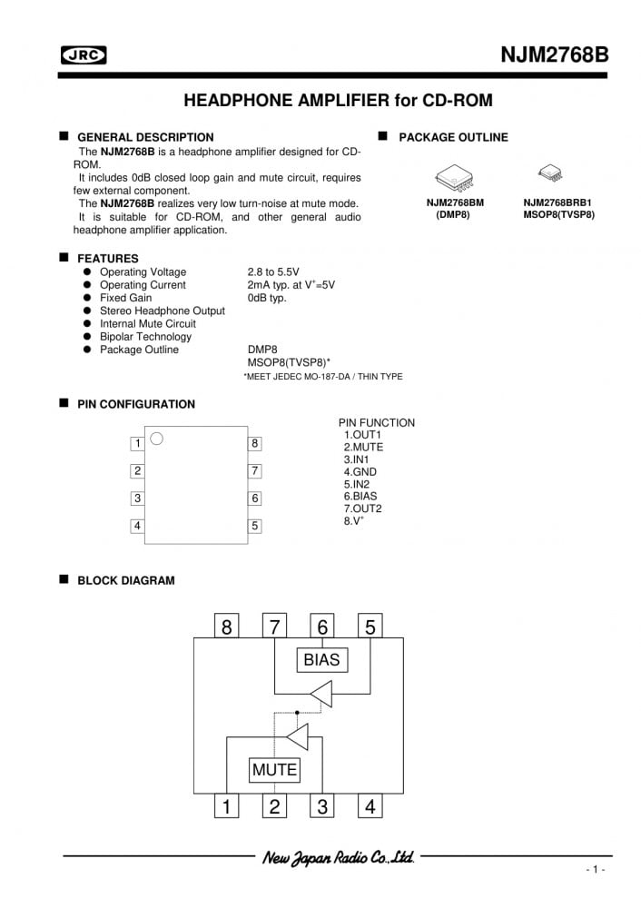 NJM2768BM-TE1 datasheet page 1