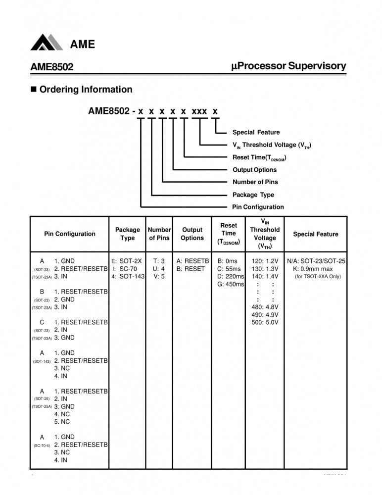 AME8502 datasheet page 4