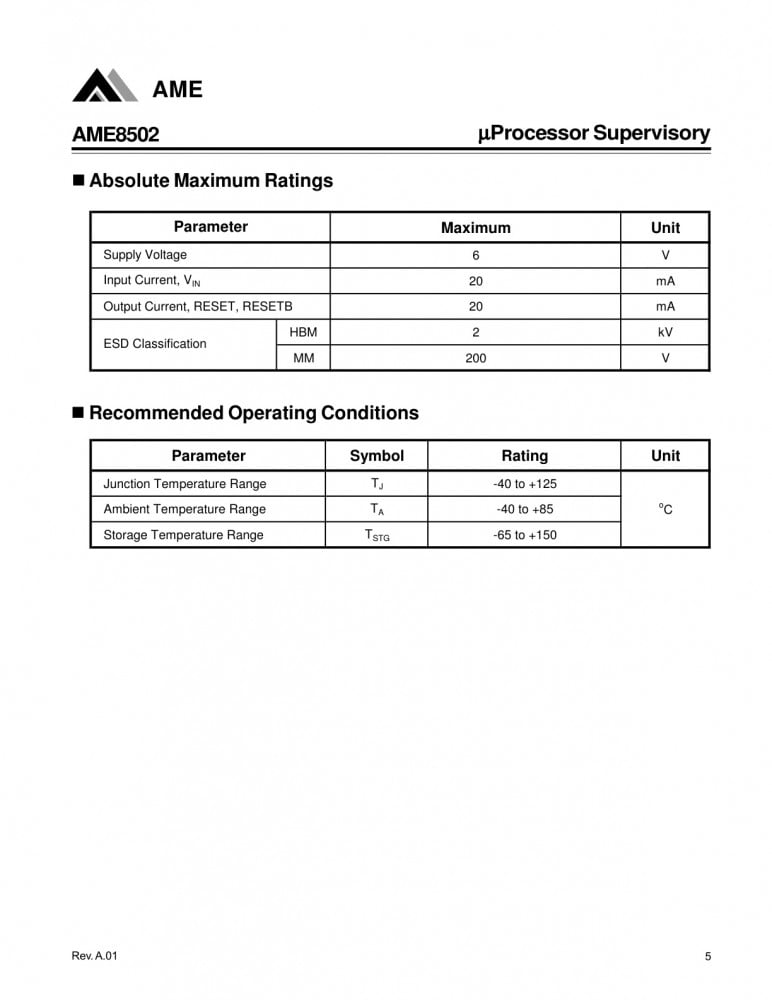 AME8502 datasheet page 5