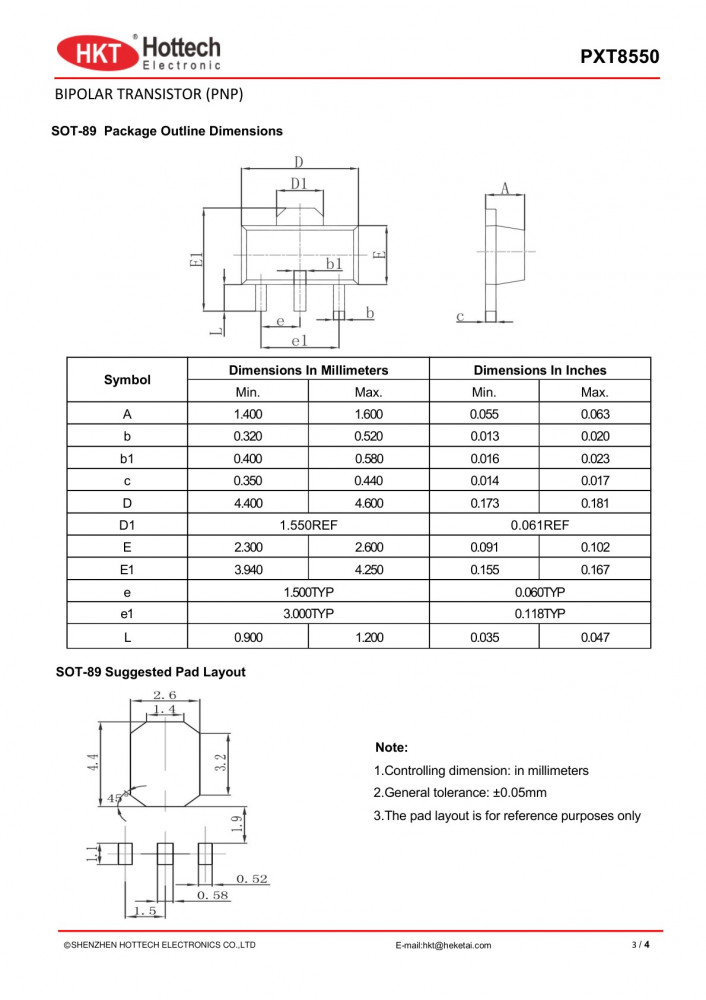 PXT8550 datasheet page 3