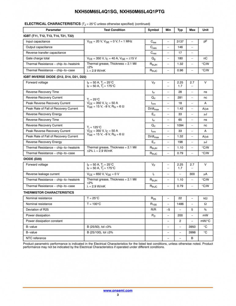 NXH50M65L4Q1 datasheet page 3