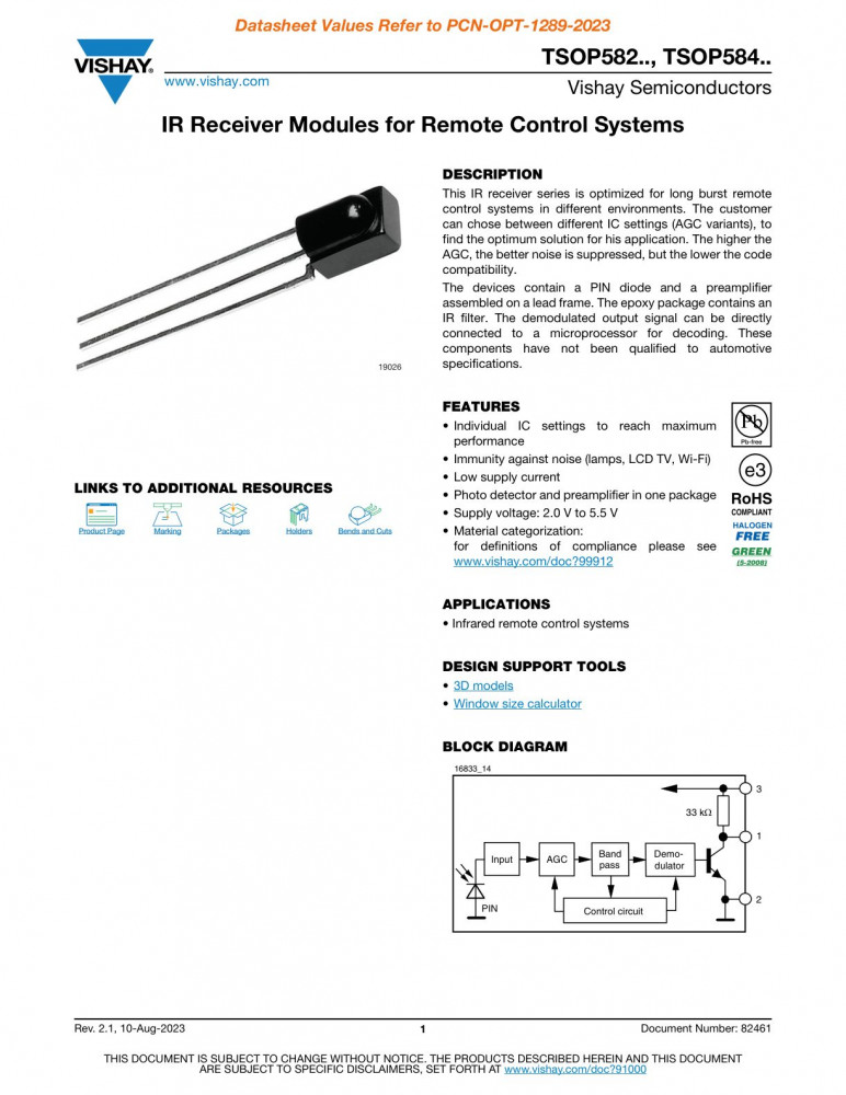 TSOP58233 datasheet page 1