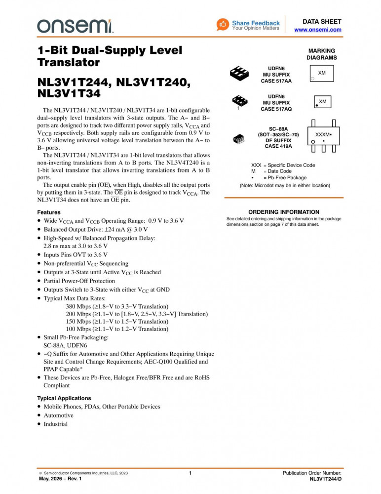 NL3V1T244 datasheet page 1