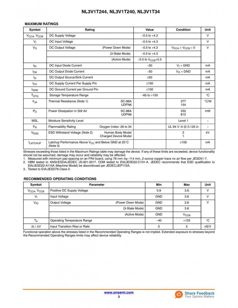 NL3V1T244 datasheet page 3