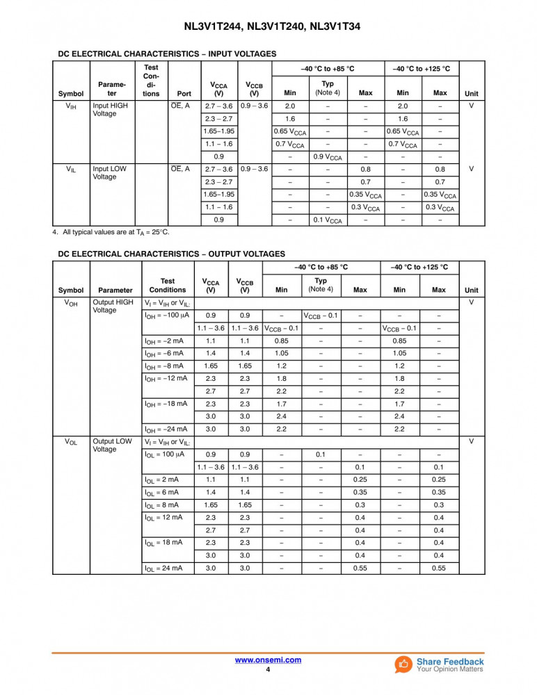 NL3V1T244 datasheet page 4