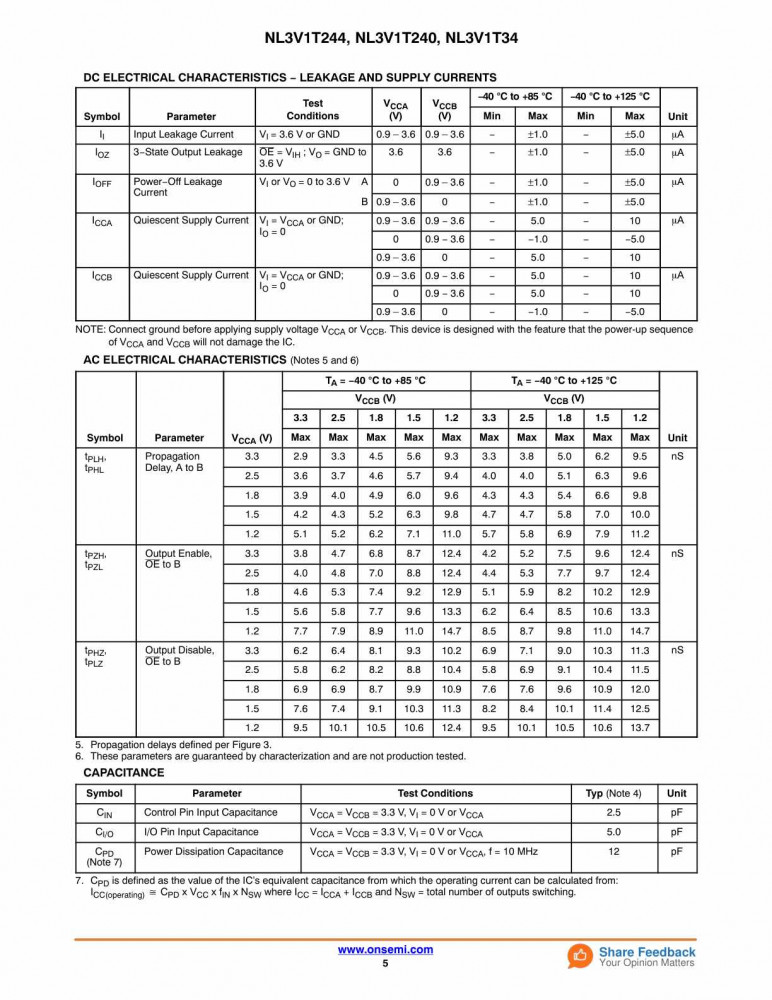 NL3V1T244 datasheet page 5