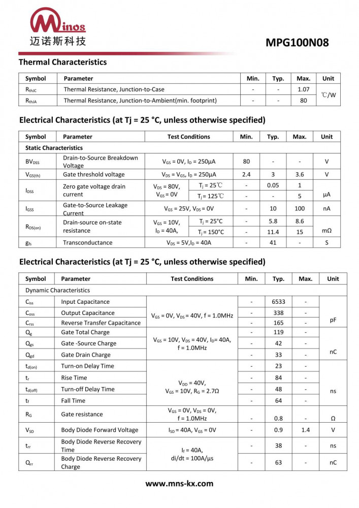 MPG100N08 datasheet page 2