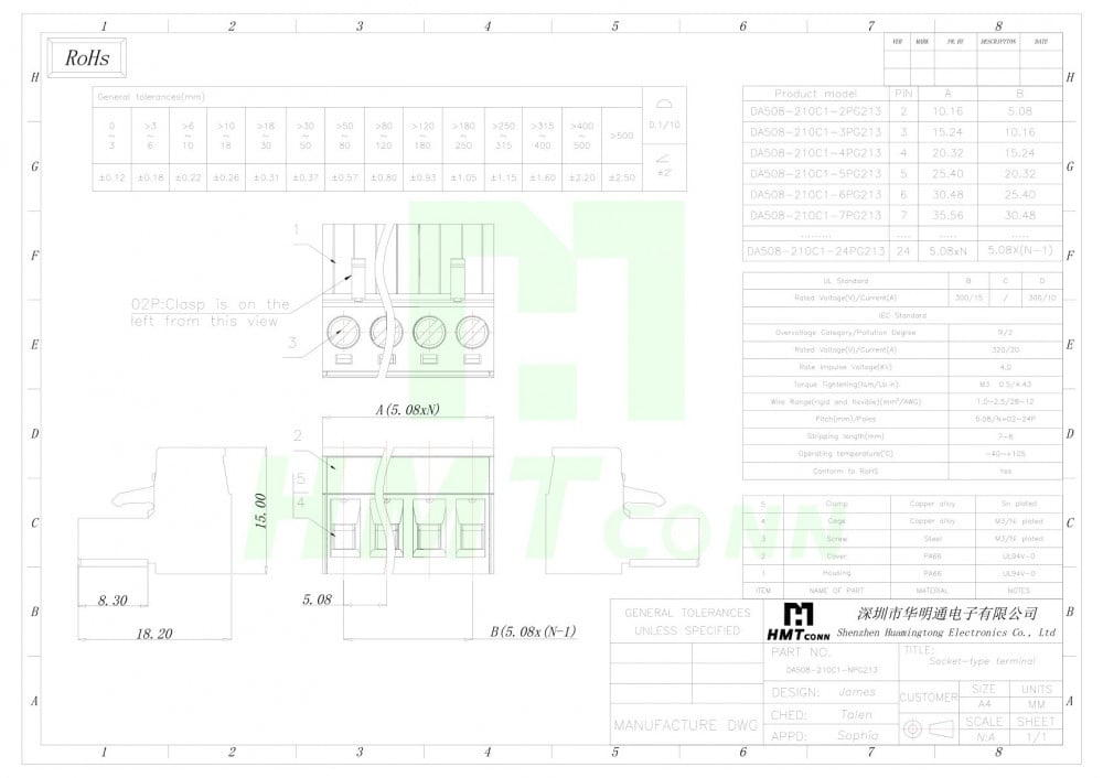 DA508 connector dimensional document preview