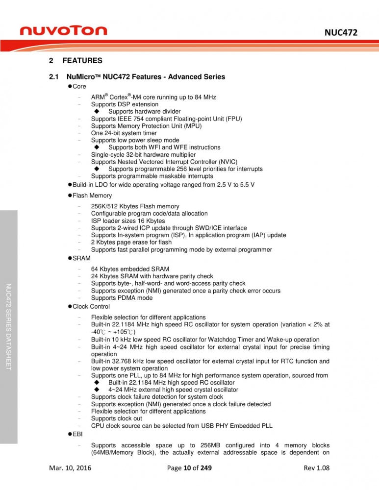 NUC472 datasheet page 10