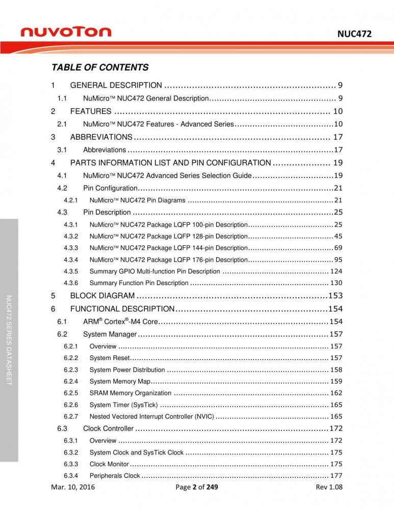 NUC472 datasheet page 2