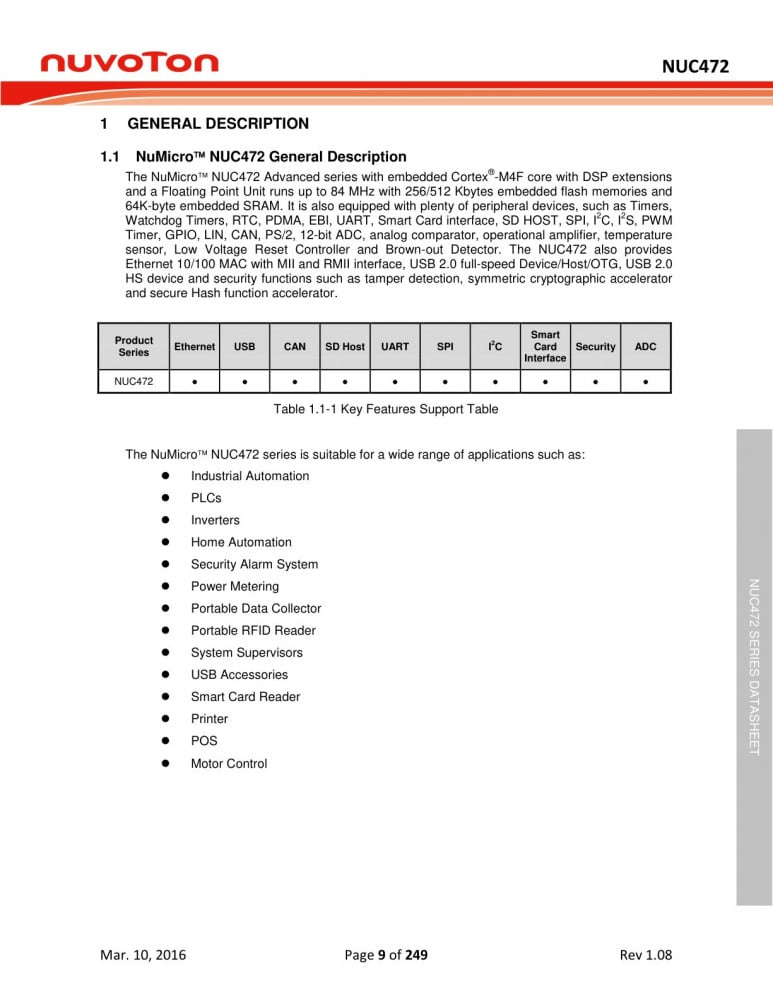 NUC472 datasheet page 9