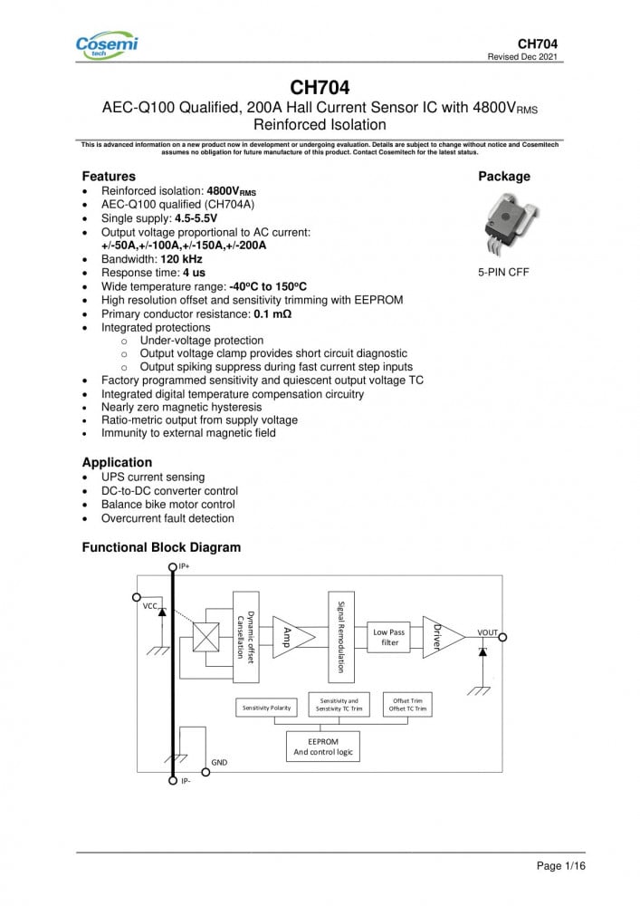 CH704 datasheet page 1