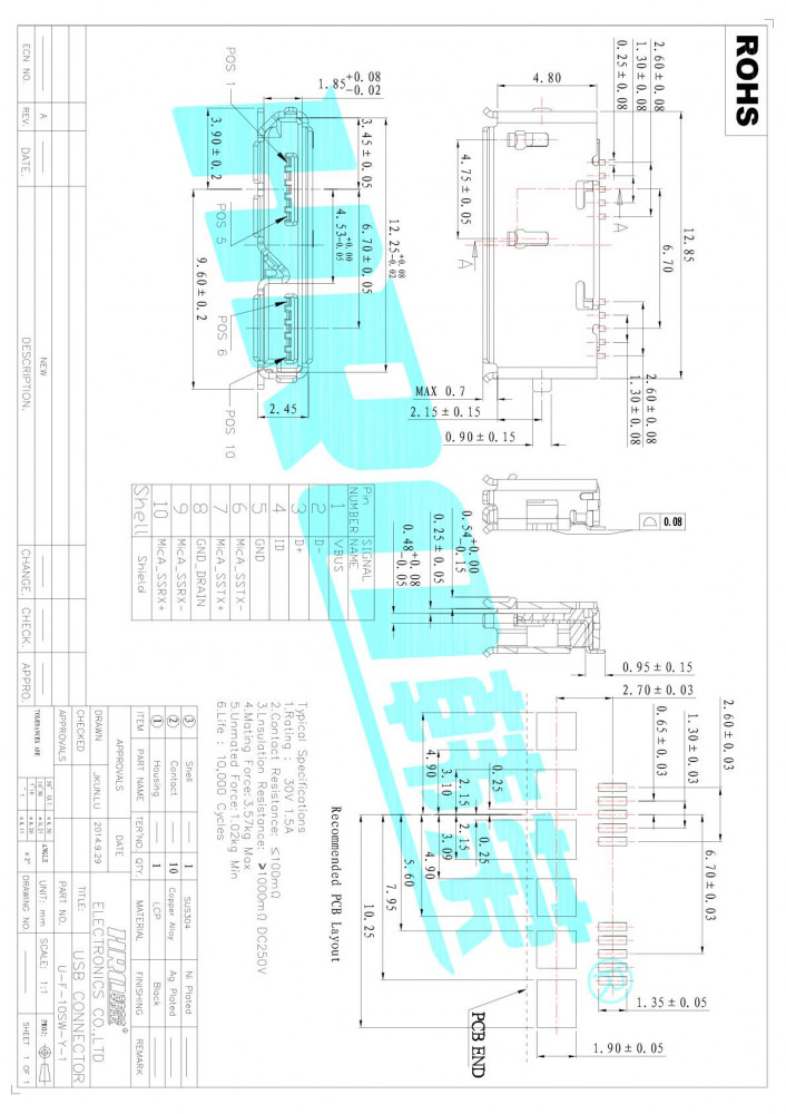U-F-10SW-Y-1 technical document preview