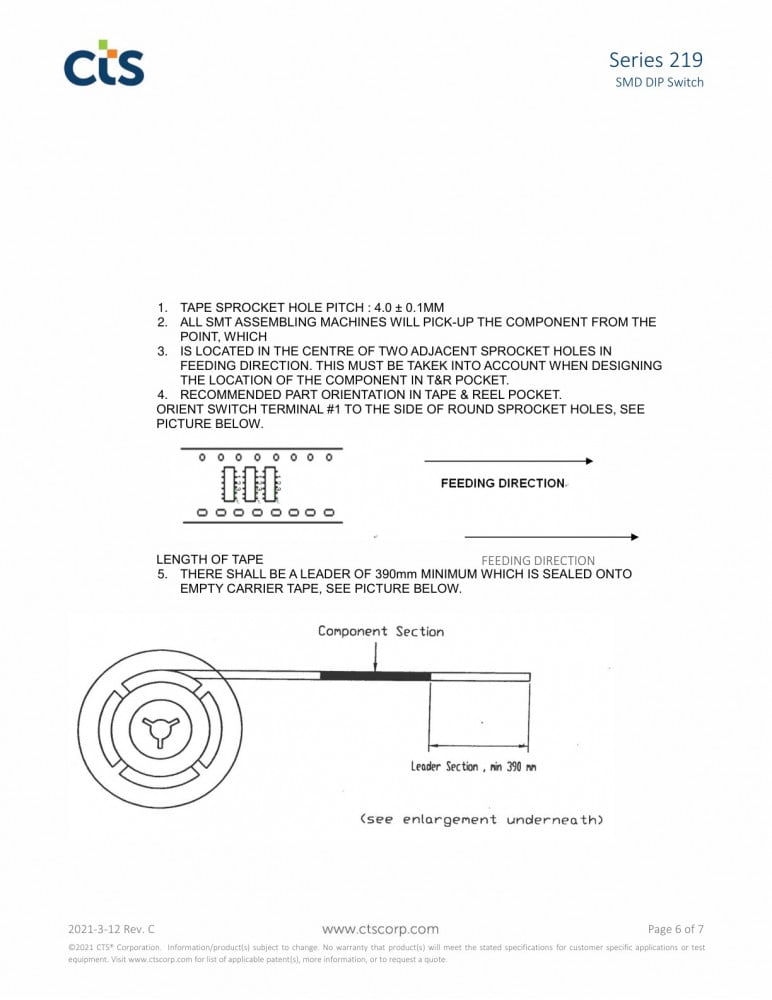 CTS 219 Series datasheet page 6