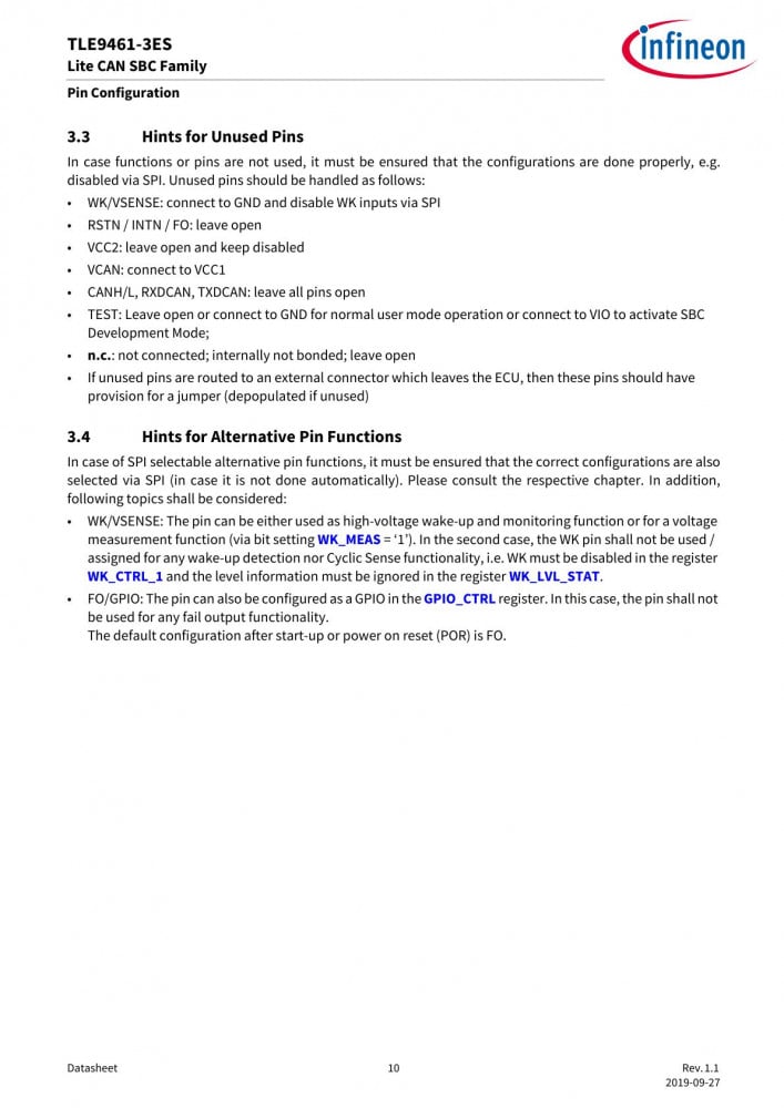 TLE9461-3ES datasheet page 10