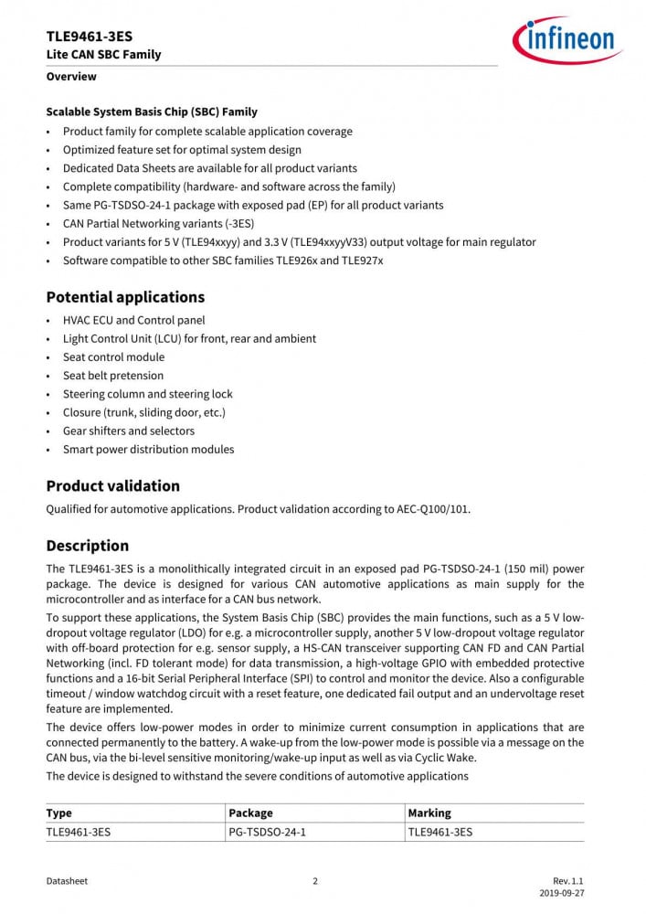 TLE9461-3ES datasheet page 2