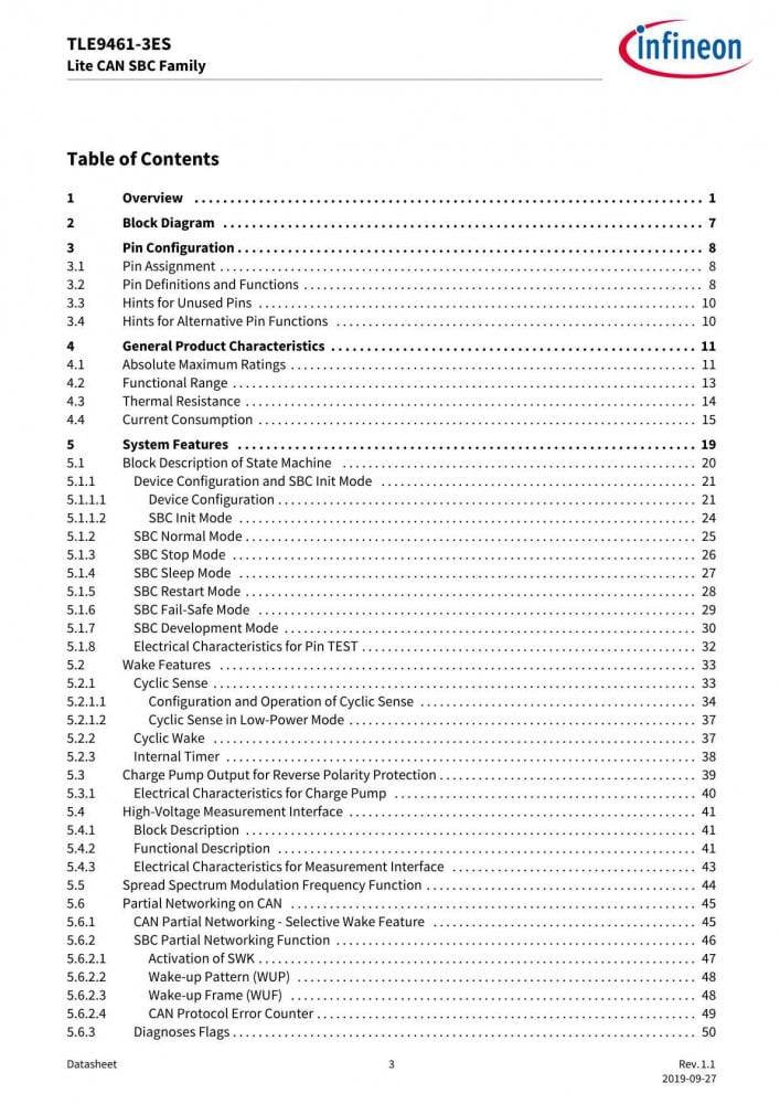 TLE9461-3ES datasheet page 3