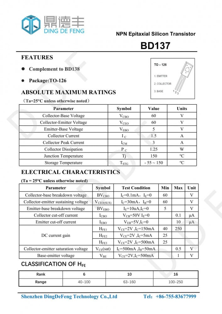 BD137 DDF datasheet page