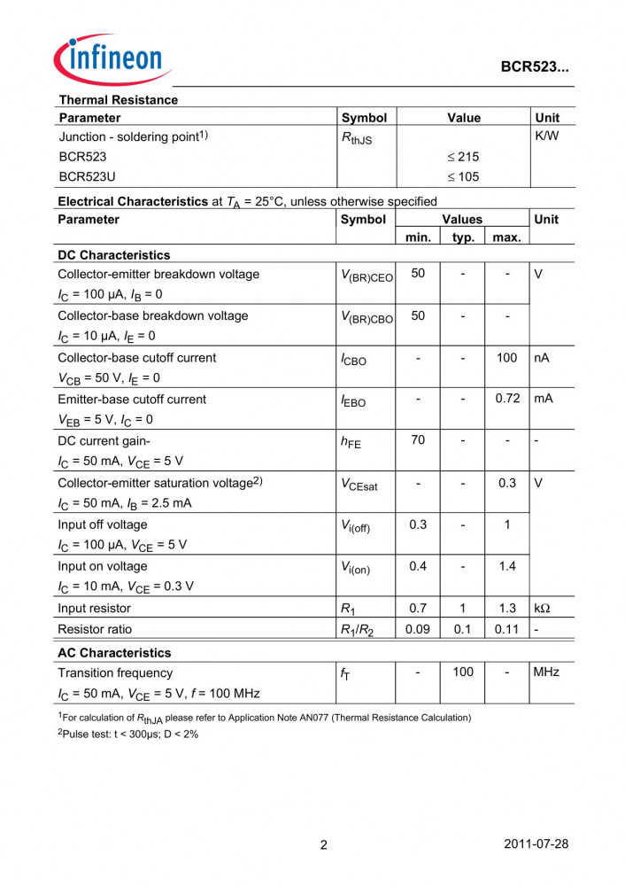 BCR 523 datasheet page 2