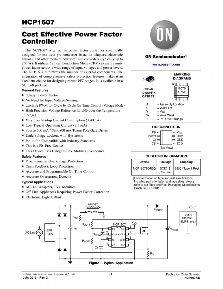 NCP1607 technical document, page 1