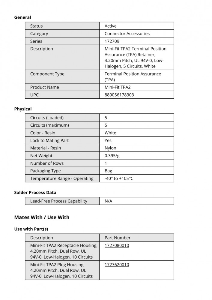 MOLEX 1727090005 technical document page 2