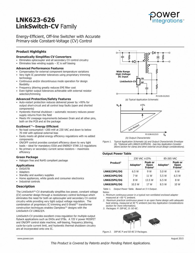LNK624DG-TL technical document page 1