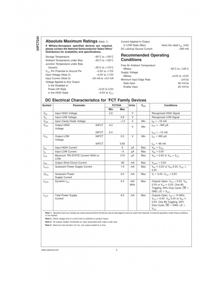 54FCT244 technical document page 4