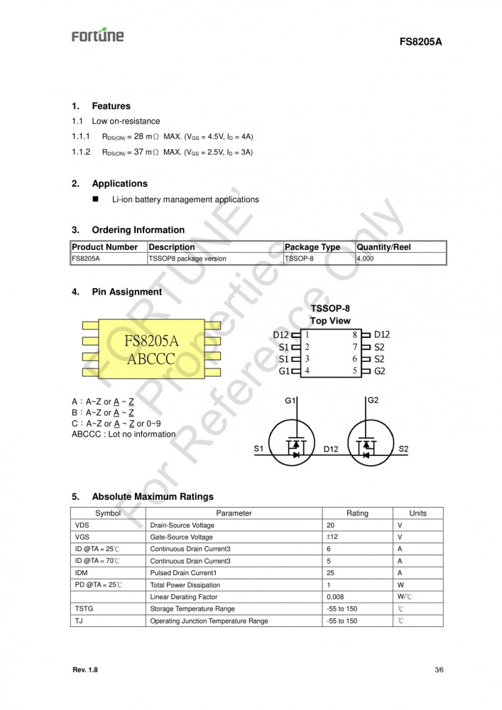 FS8205A datasheet page 3