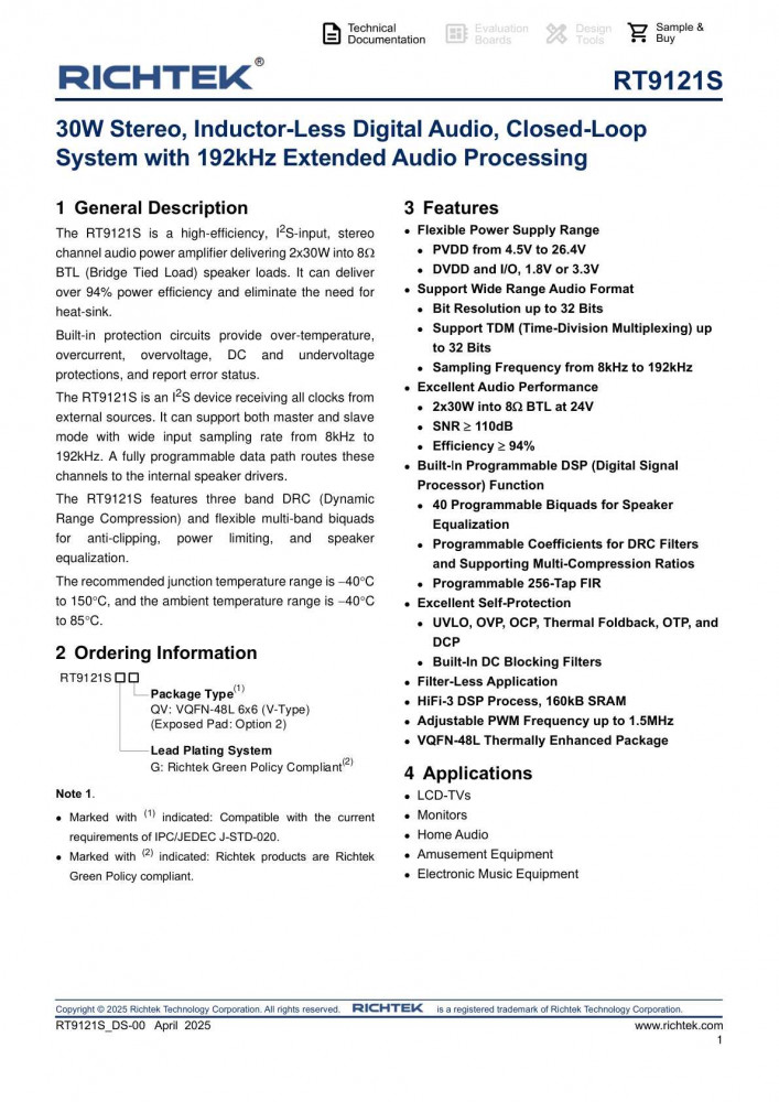 RT9121S datasheet page 1