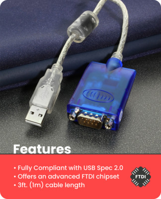PRO Single Port USB to Serial Adapter with Activity LED 3ft. for sale