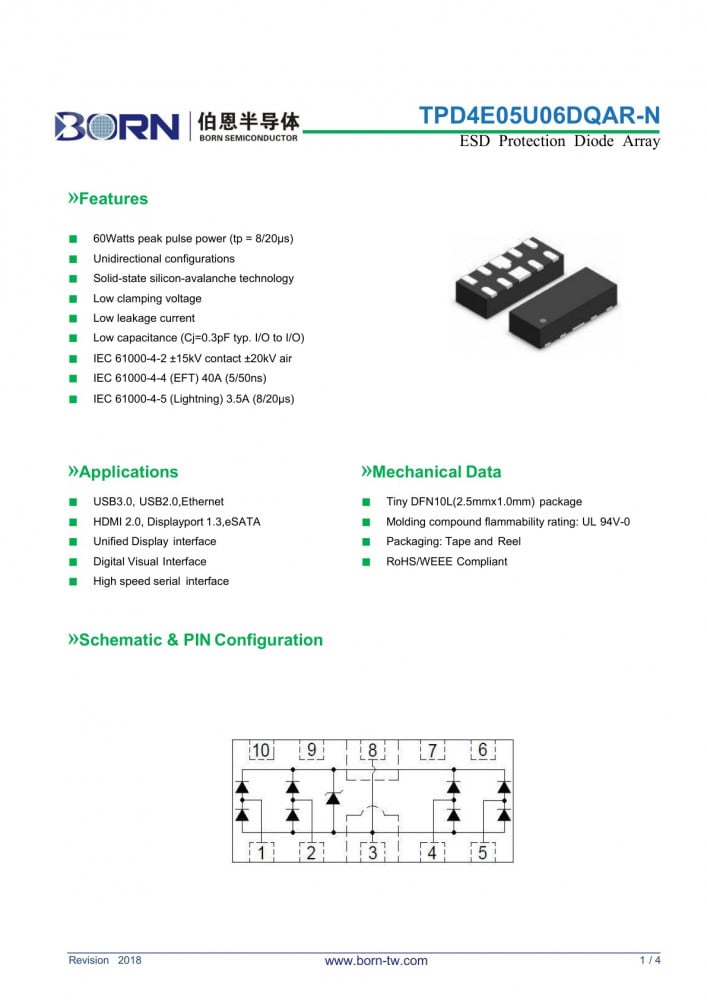 TPD4E05U06DQAR-N datasheet page 1