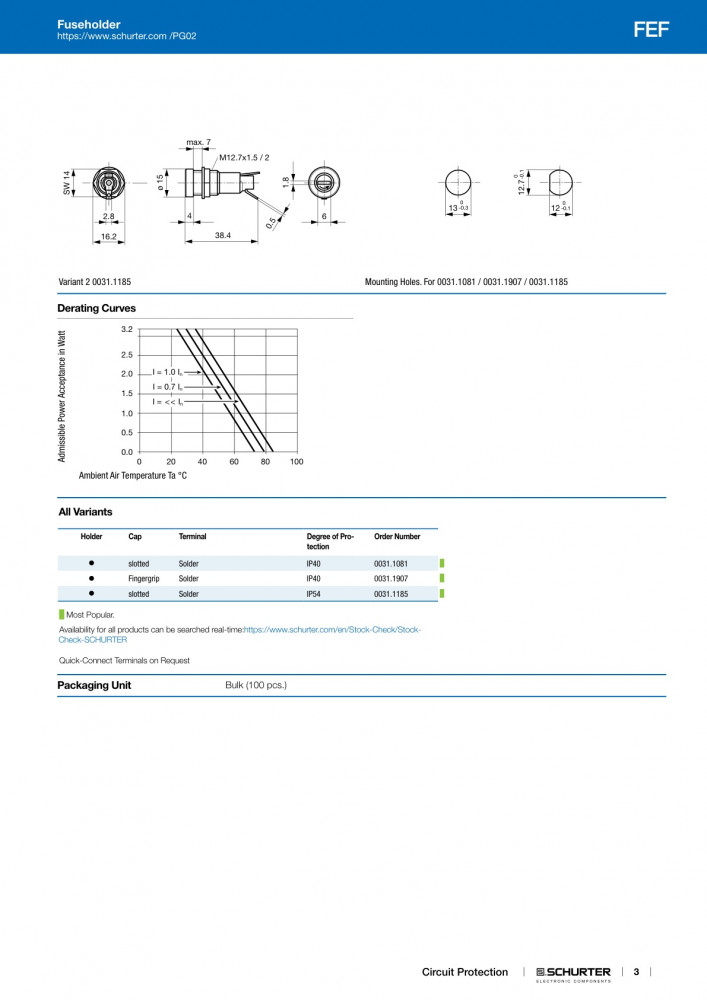 SCHURTER 0031.1185 datasheet page 3