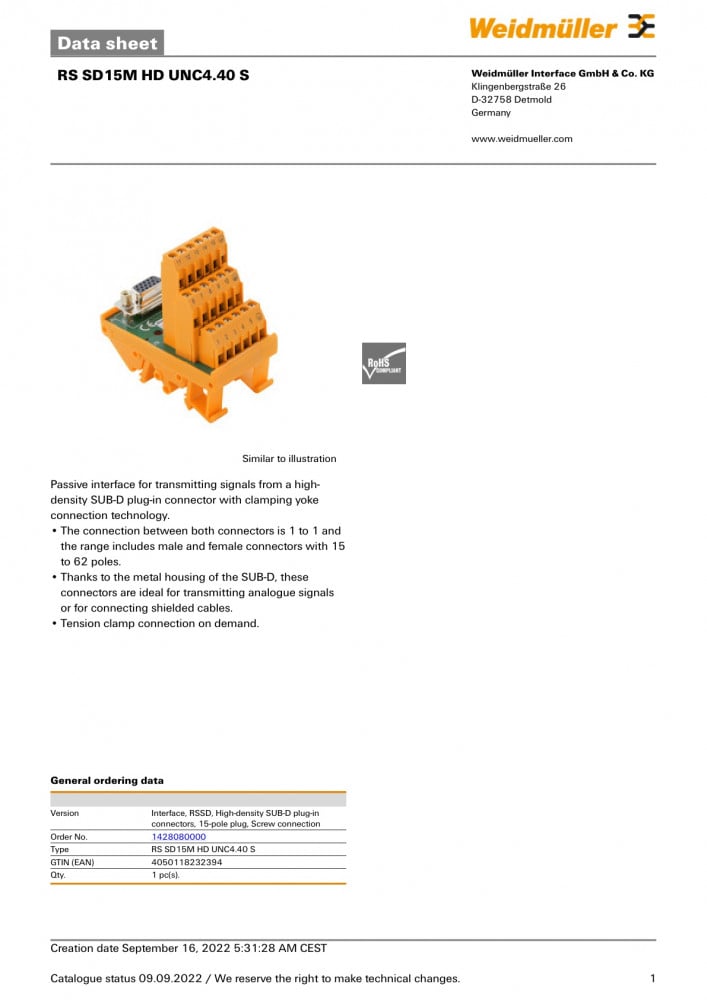 WEIDMULLER 1428080000 product document page 1