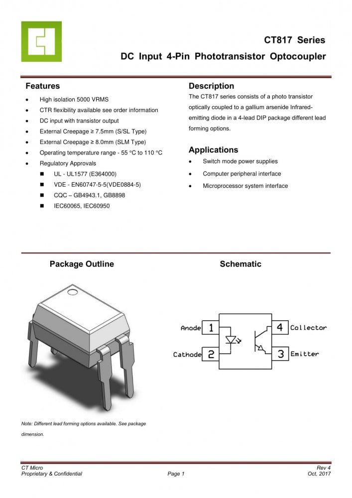 CT817B datasheet page 1