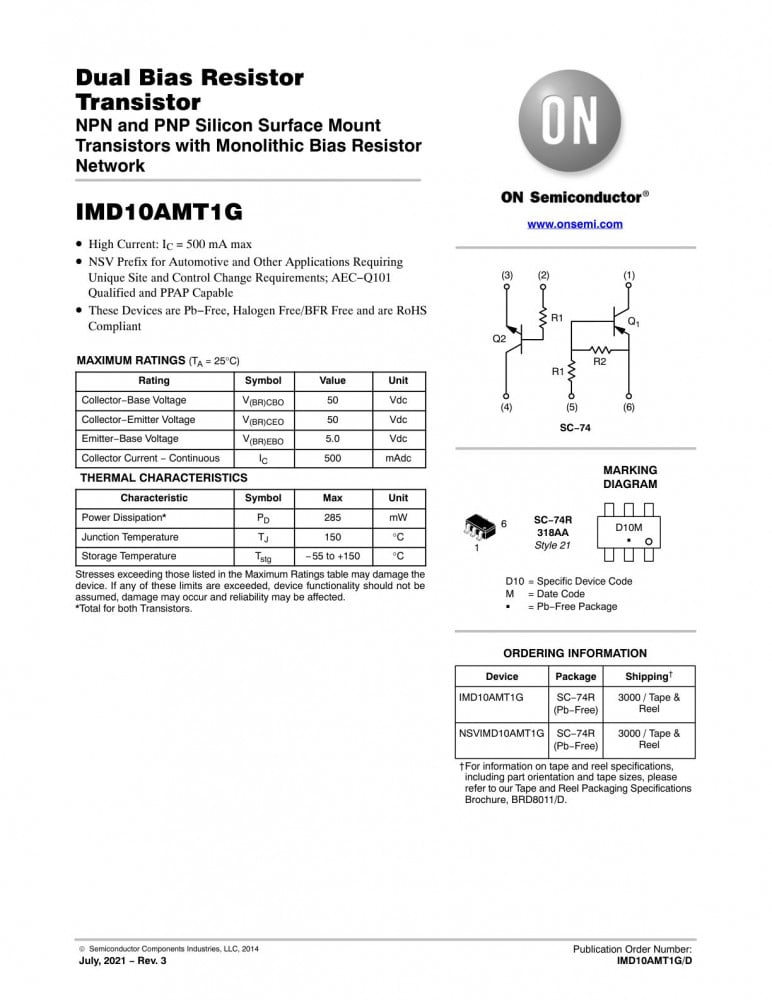 IMD10AMT1G datasheet page 1