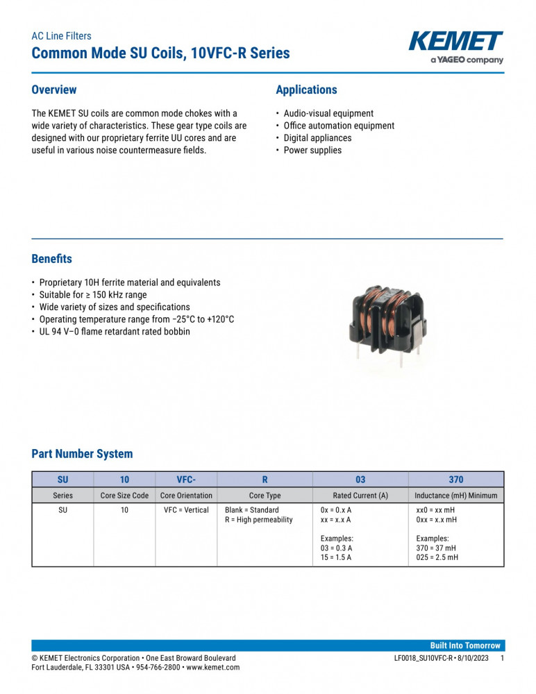 KEMET SU series datasheet page 1